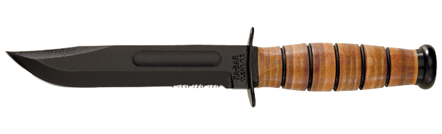 Partially Serrated USMC KA-BAR® with Glass Filled Nylon Sheath | Knife ...