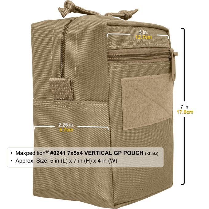 Vertical GP Pouch | 7x5x4 | MOLLE/PALS | Maxpedition | Adventure Gear ...