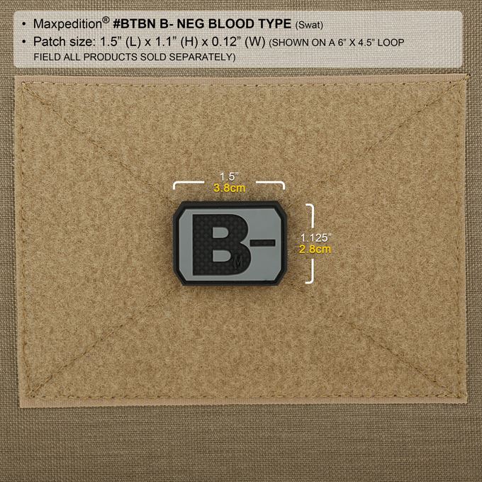 B- (Negative) Blood Type Patch | Maxpedition | Adventure Gear Canada